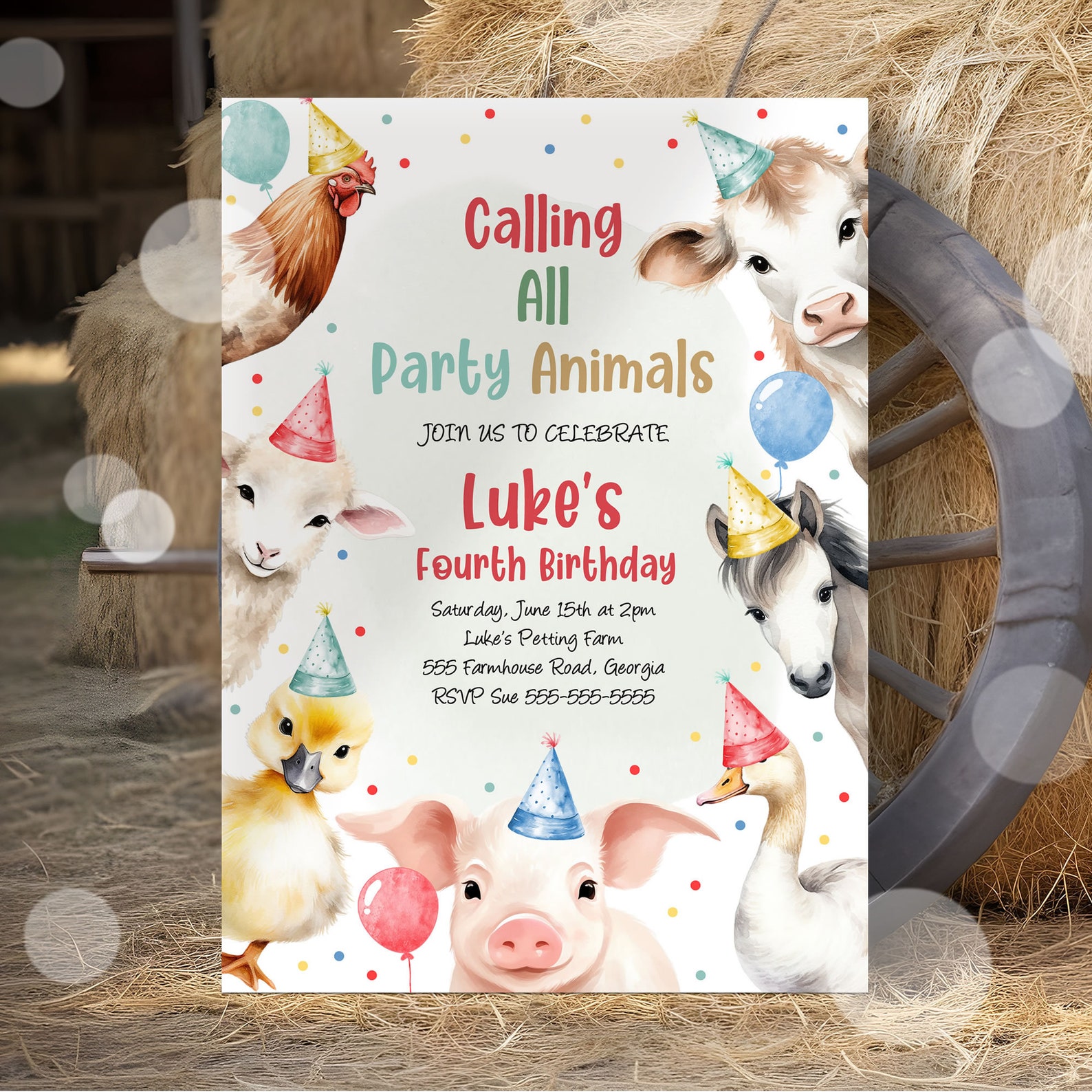 Editable Farm Animals Birthday Invitation Boy's Farm Barnyard First ...