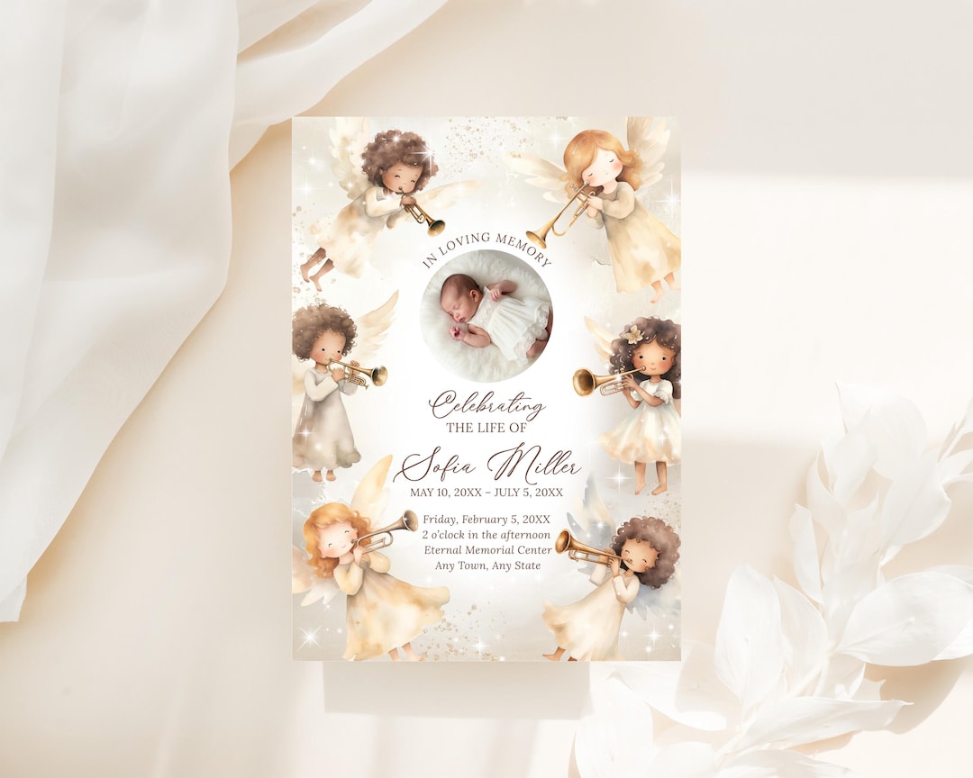 Baby Angel Memorial Invitation Editable Celebration of Life Template ...
