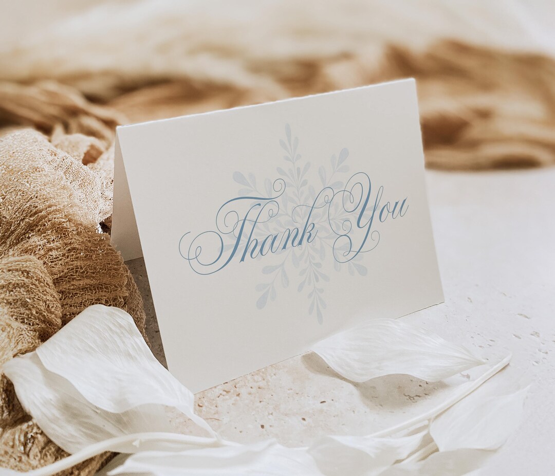 Editable Blue Snowflake Thank You Card Baby Its Cold Outside Winter ...