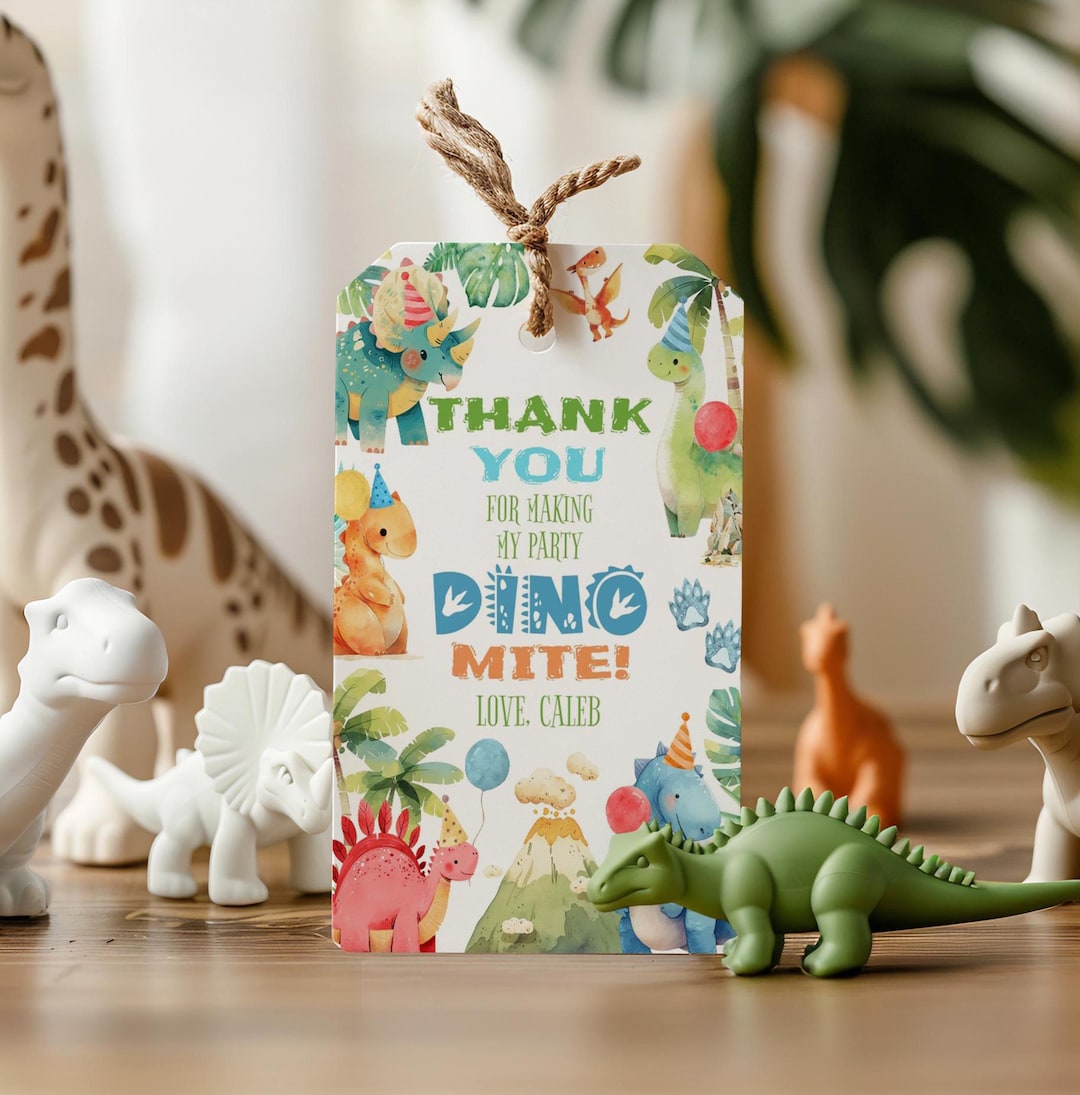 Pastel Dinosaur Favor Tags Boy 1st Birthday Party Favors Editable Cute ...