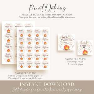 Smores Birthday Thank You Tags Templates Smores Favor Tags Smore Fun ...