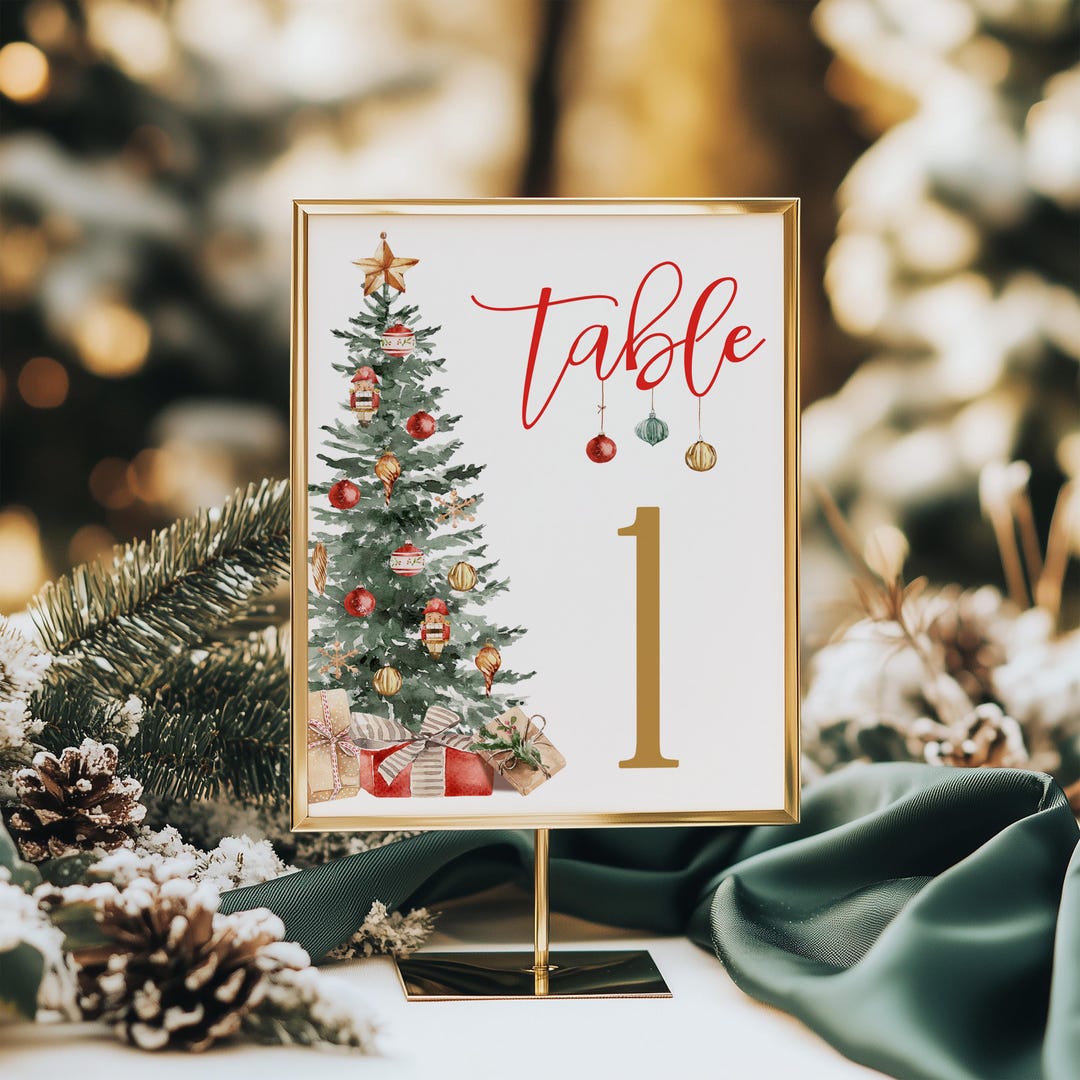 Editable Christmas Party Table Numbers Printable Holiday Table Numbers ...