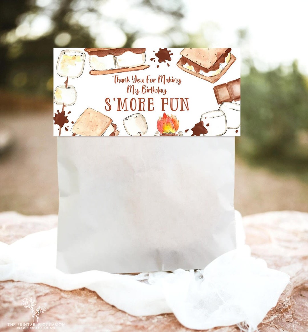 Smores Bag Toppers Printable Smores Topper Camping Bonfire Birthday ...