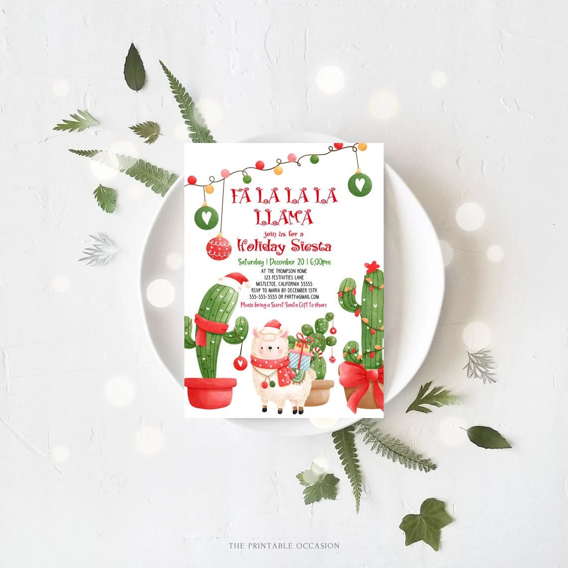 Llama Holiday Party Invitation Llama Christmas Party - Etsy