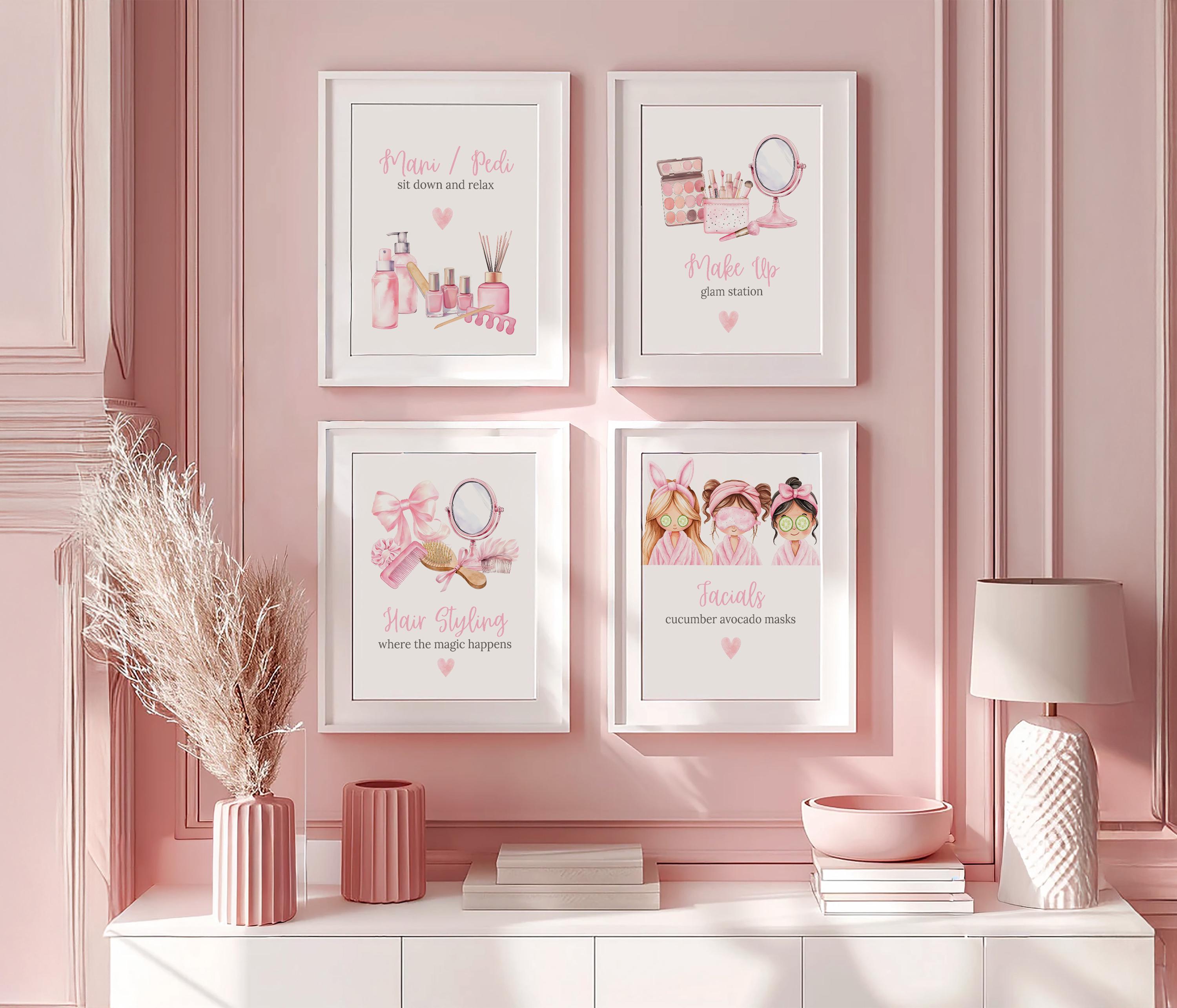 Editable Spa Party Signs Bundle Pink Pamper Party Table Signs Set Girls ...