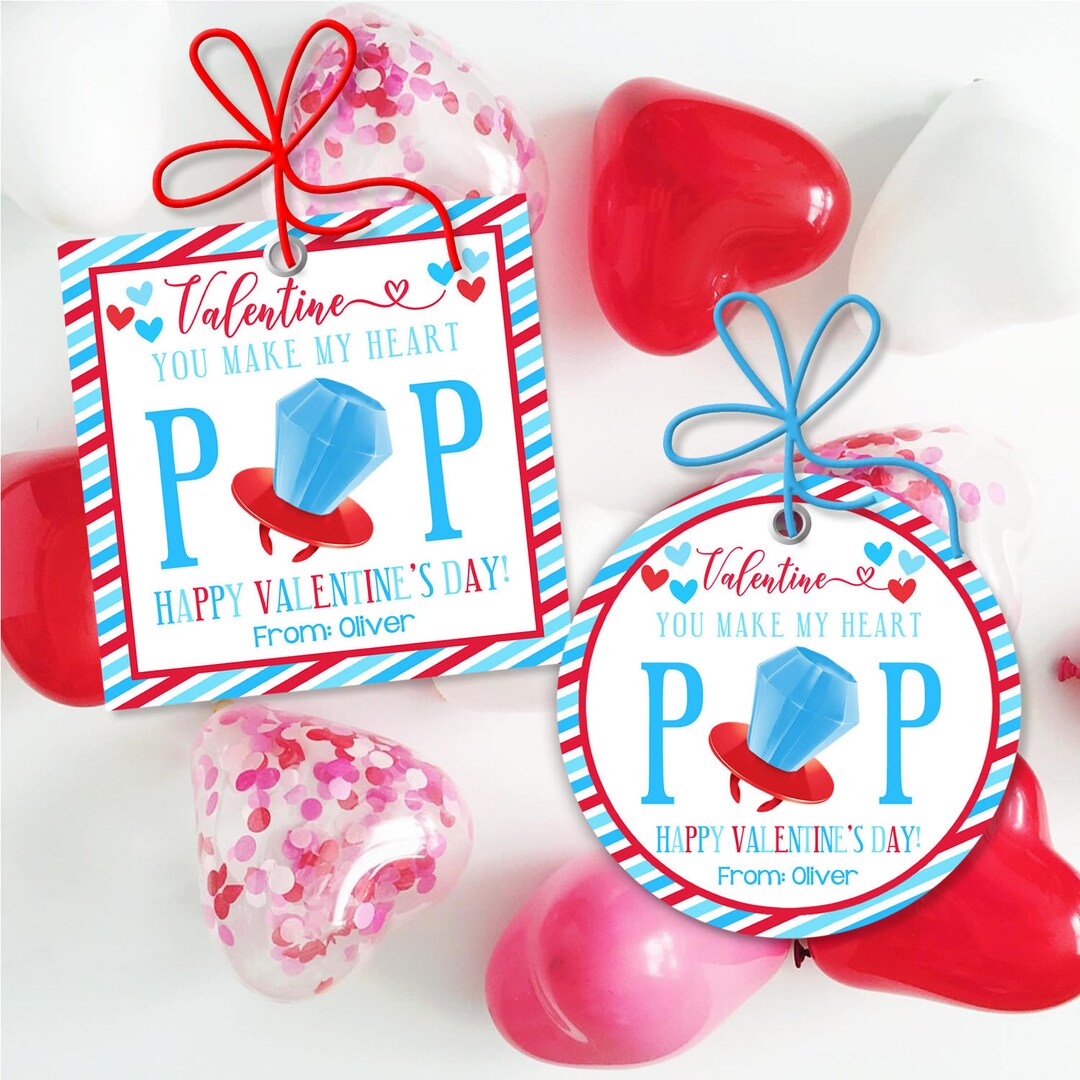 Valentine's Day Printable Ring Valentine Pop Gemstone Class Gift Tag ...