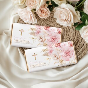 Boho Christening Chocolate Bar Wrapper Editable Baptism Candy Label ...