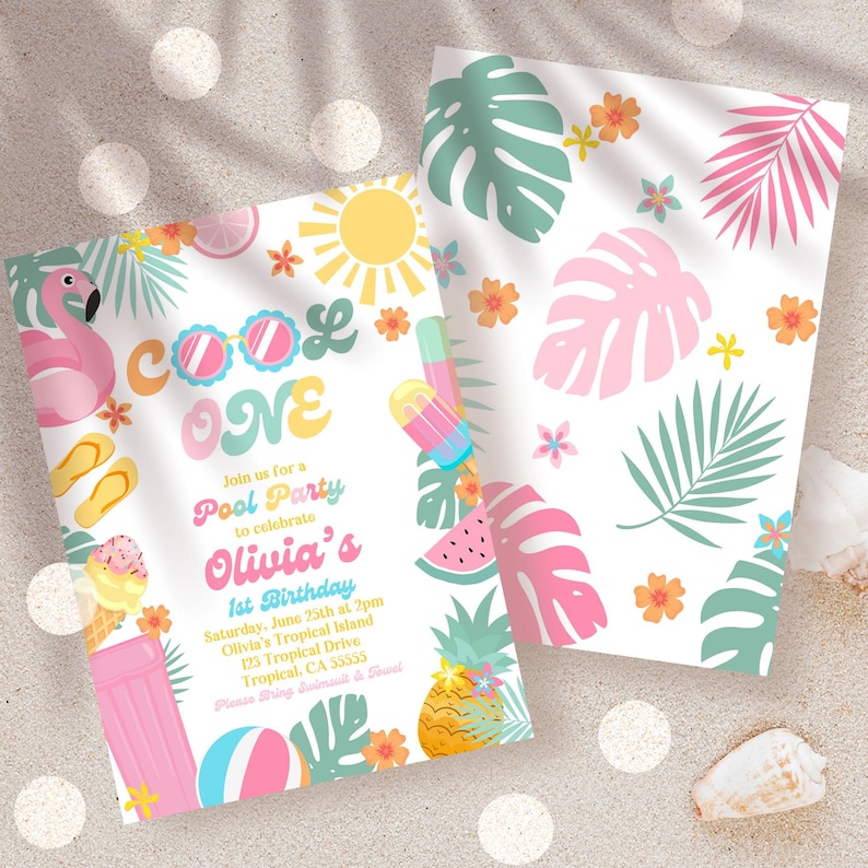 Editable Pastel Pool Party Welcome Sign Tropical Splish Splash Girly ...