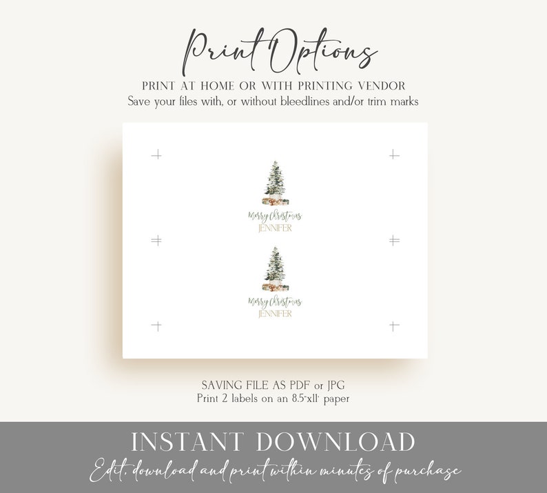 Christmas Name Card Template Holiday Place Card Printable - Etsy