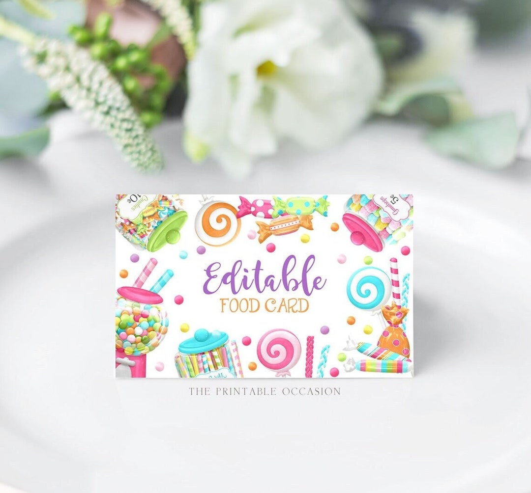 Editable Sweet Shoppe Food Tent Template Birthday Party Food Label ...