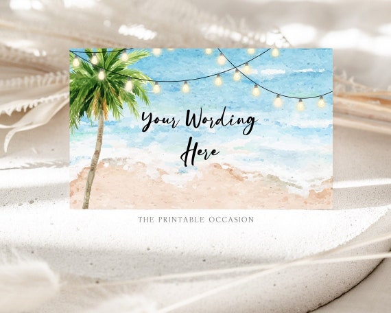 Beach Party Food Labels Editable Beach Party Food Tents Cards Birthday ...