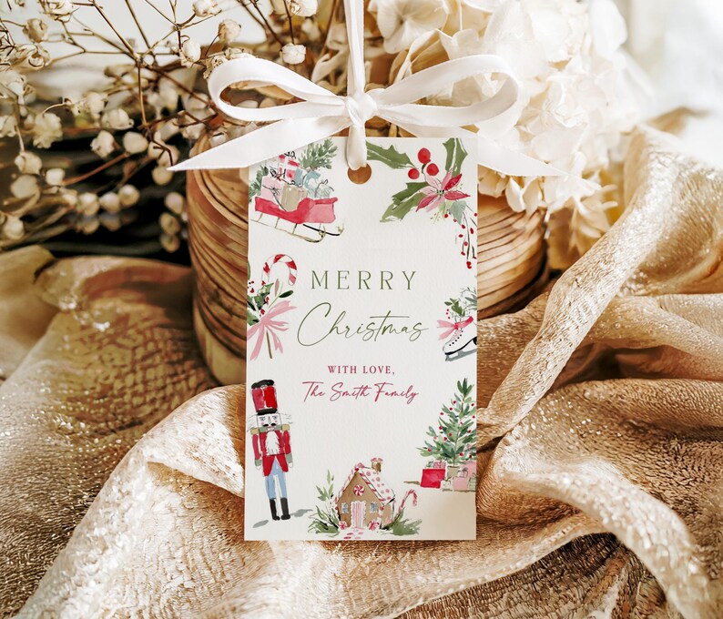 Editable Christmas Gift Tag Template Printable Red and Green Coquette ...