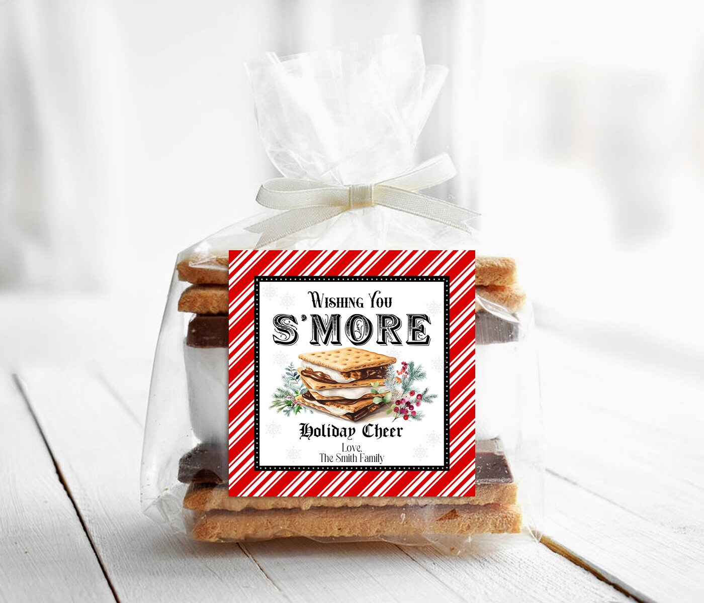 S'more Christmas Tag Printable S'mores Candy Cane Gift Tag S'more ...