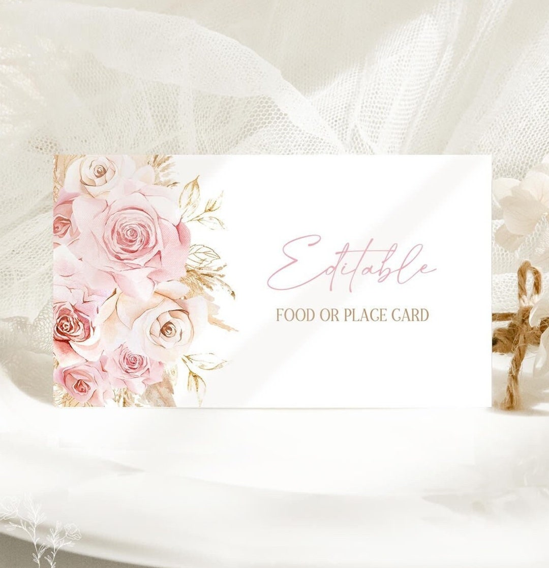 Baptism Food Tents, Christening Place Cards, Printable Pink Boho Food ...