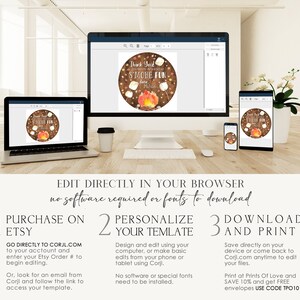 Round Smores Birthday Thank You Tags Template Rustic Smore Favor Tags ...