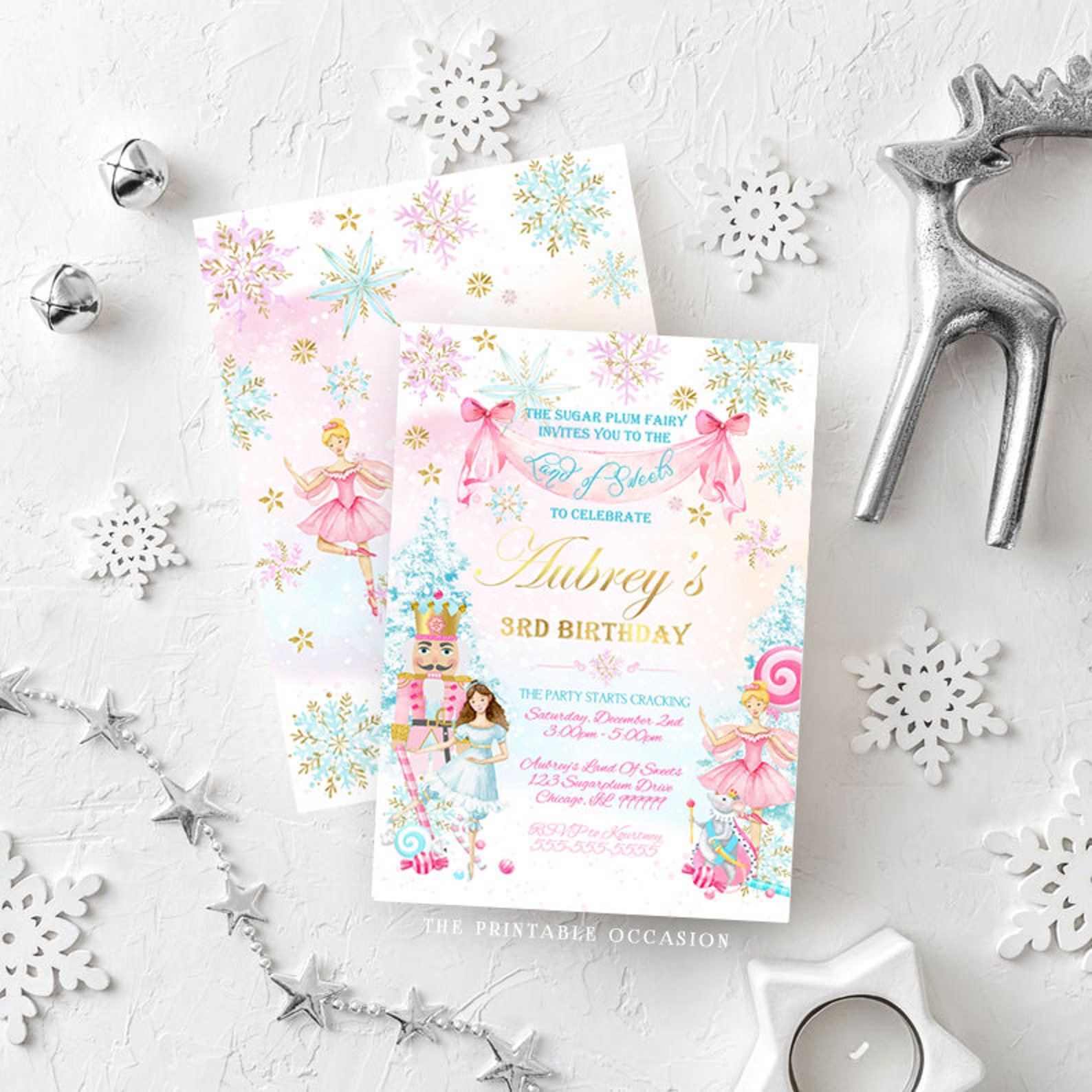 Girl's Nutcracker Birthday Invitation Ballet Christmas - Etsy