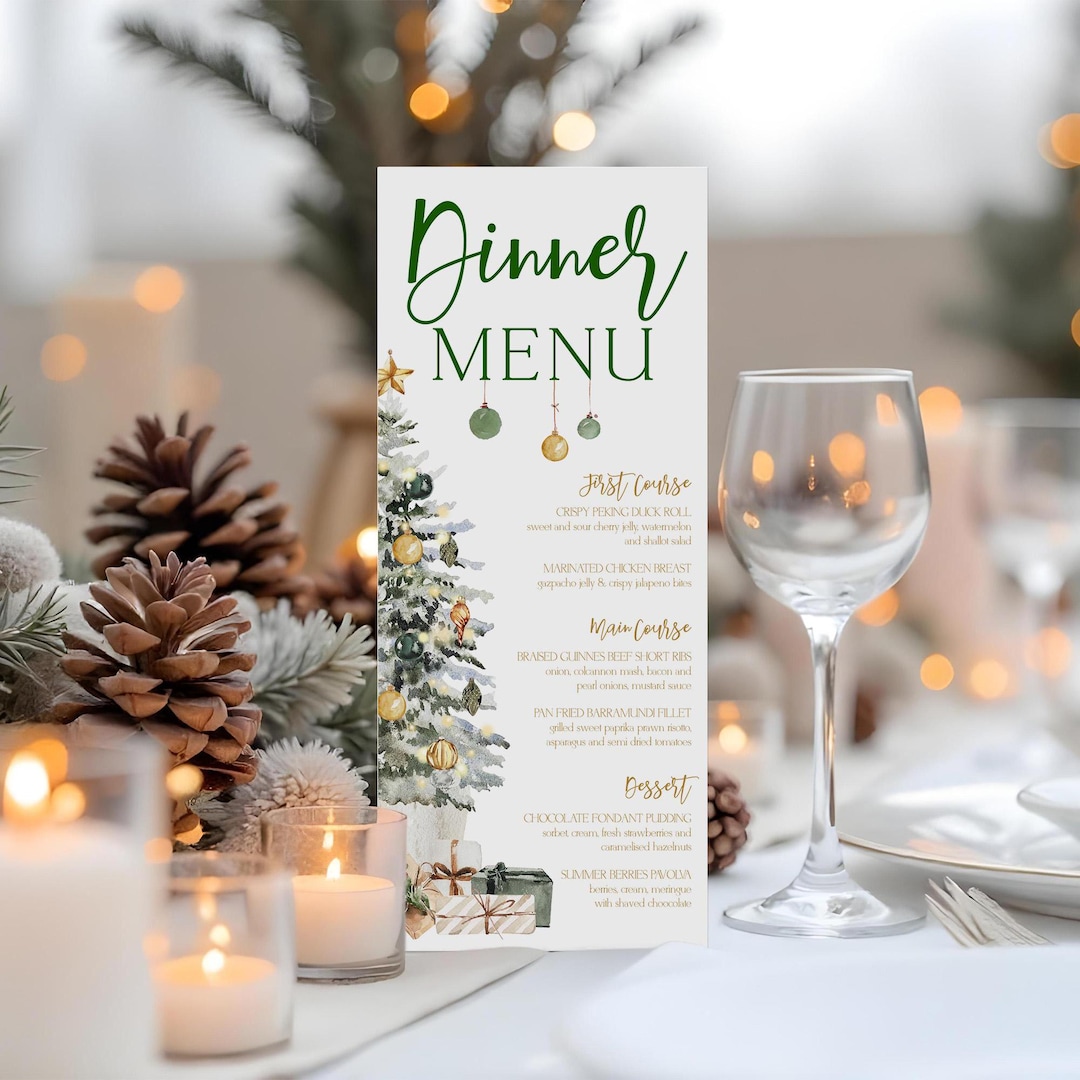 Editable Christmas Dinner Menu Template Printable Christmas Tree Menu ...