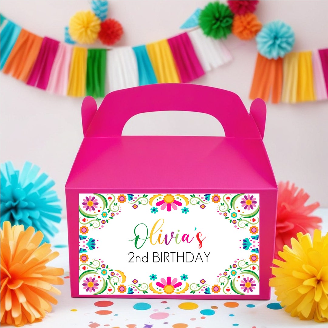 Editable Fiesta Gable Gift Box Label Fiesta Birthday Mexican Treat Box ...