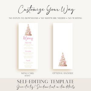 Christmas Nutcracker Menu Card Template Pink and Gold Christmas Dinner ...