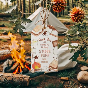 Smores Thank You Tags Template Editable Kids Birthday Smore Favor Tags ...