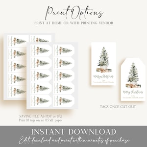 Editable Christmas Favor Tags Holiday Gift Tags Merry Christmas Holiday ...