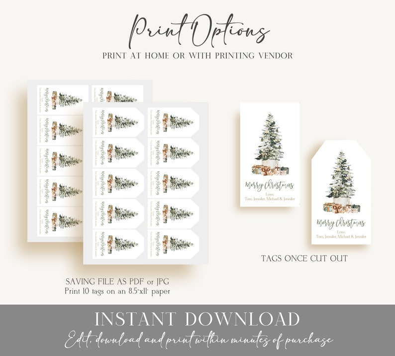 Editable Christmas Favor Tags Holiday Gift Tags Merry Christmas Holiday ...