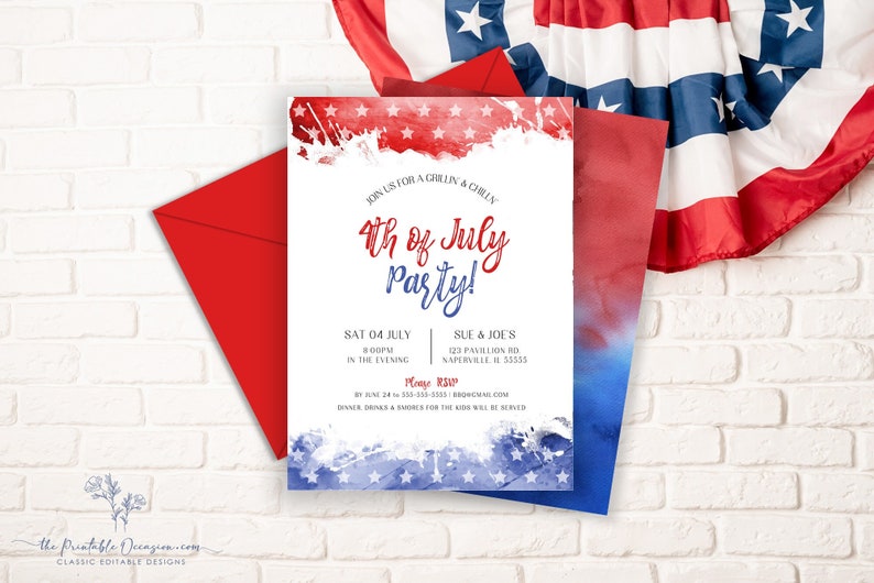 EDITABLE 4th of July Invitation Template Printable Fourth of - Etsy