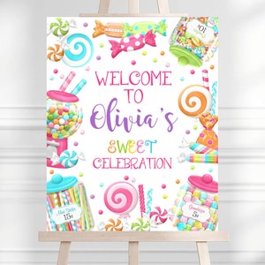 Sweet Shoppe Birthday Welcome Sign Editable Sweet Candy Party Welcome ...