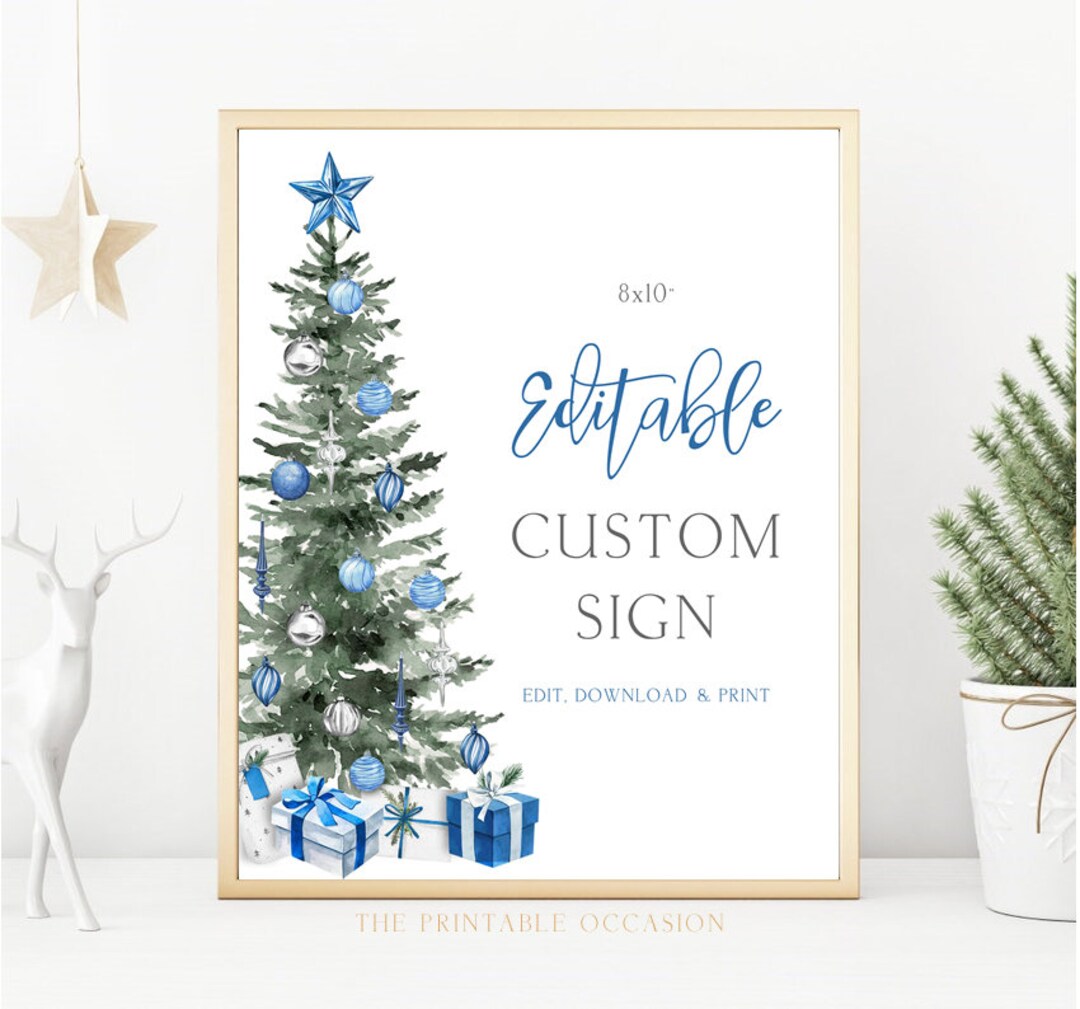 Editable Christmas Custom Sign, Printable Christmas Tree Sign Template ...