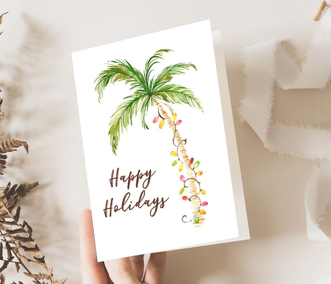 Tropical Christmas Card, Christmas Card, Cute Holiday Card, Christmas ...