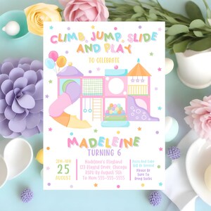 Playground Birthday Party Invitation Editable Pastel Jungle Gym Party ...