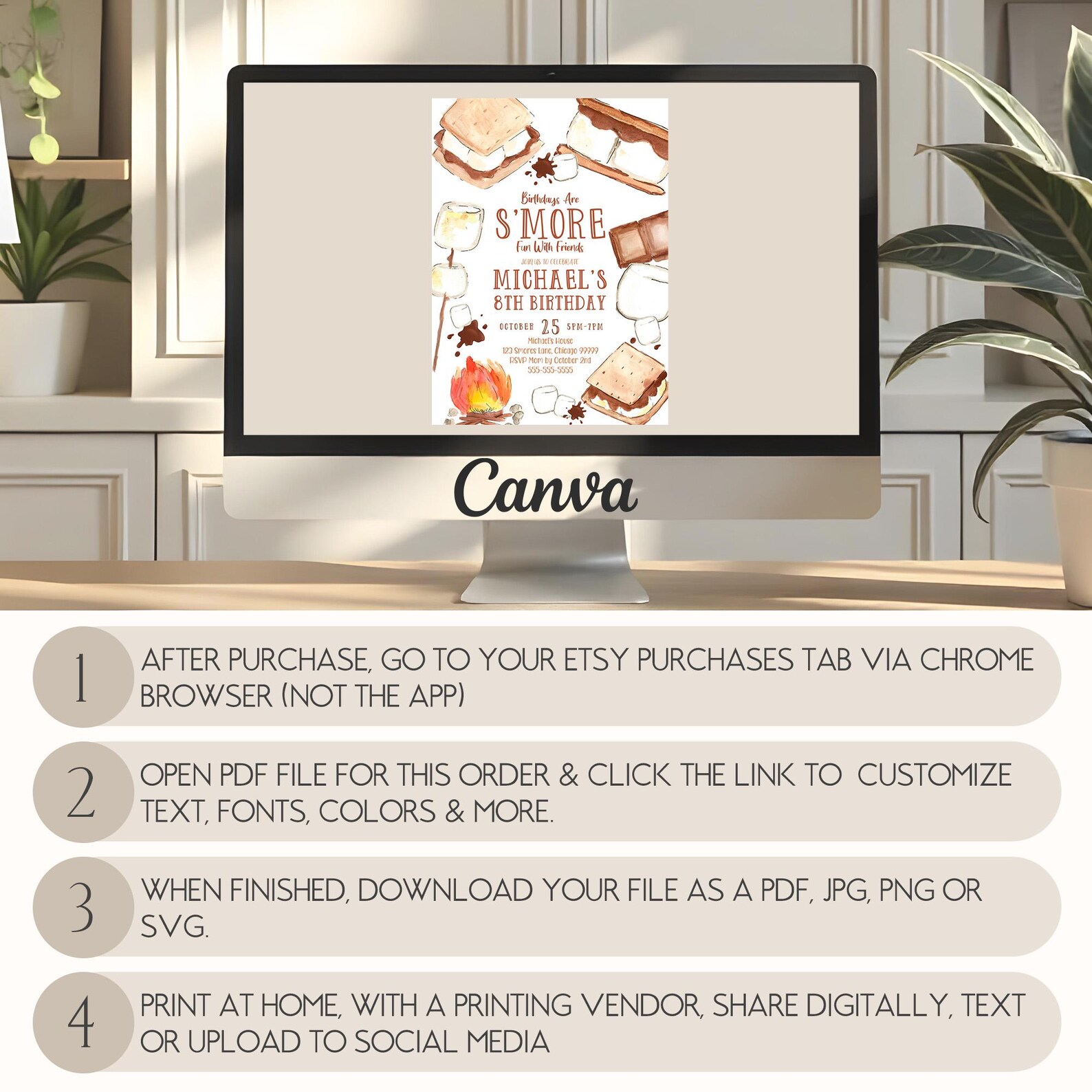 Smores Birthday Invitation Bundle Boys Smores Invitation Template ...