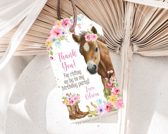 Editable Cowgirl Favor Tags Horse Birthday Party Favor Tags Thank you ...
