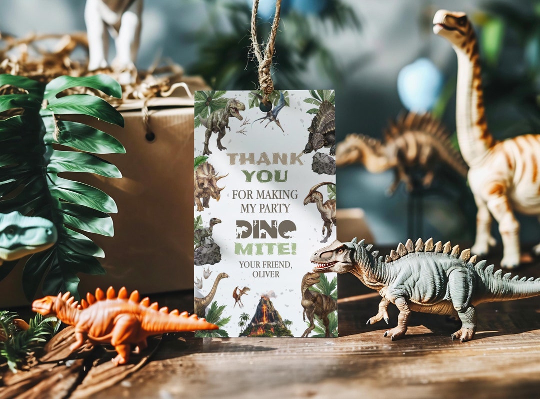 Editable Dinosaur Birthday Favor Tag Dino Mite Gift Tags Dino 2nd ...