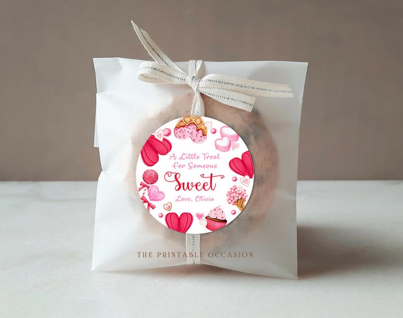 EDITABLE Valentine Sweet Treat Favor Tag Hearts Treat Bag Tag - Etsy