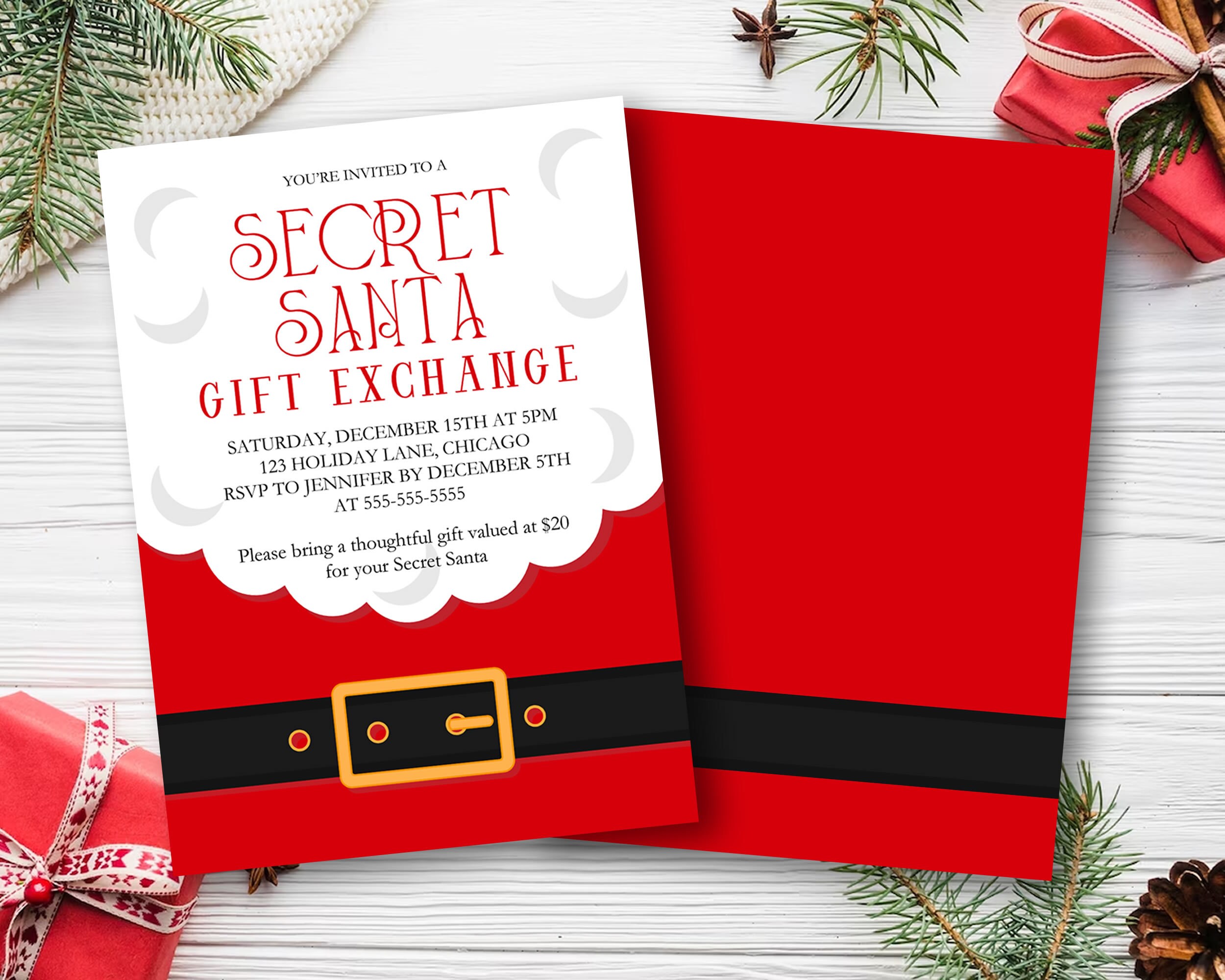 Editable Secret Santa Invitation Template Christmas Gift Exchange ...