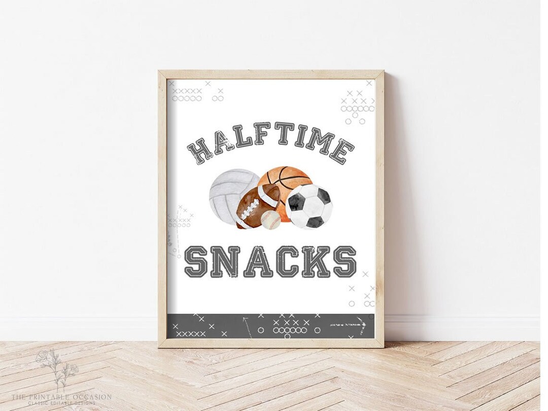 Sports Snacks Sign, All Sports Halftime Snacks Sign All Sports Birthday ...