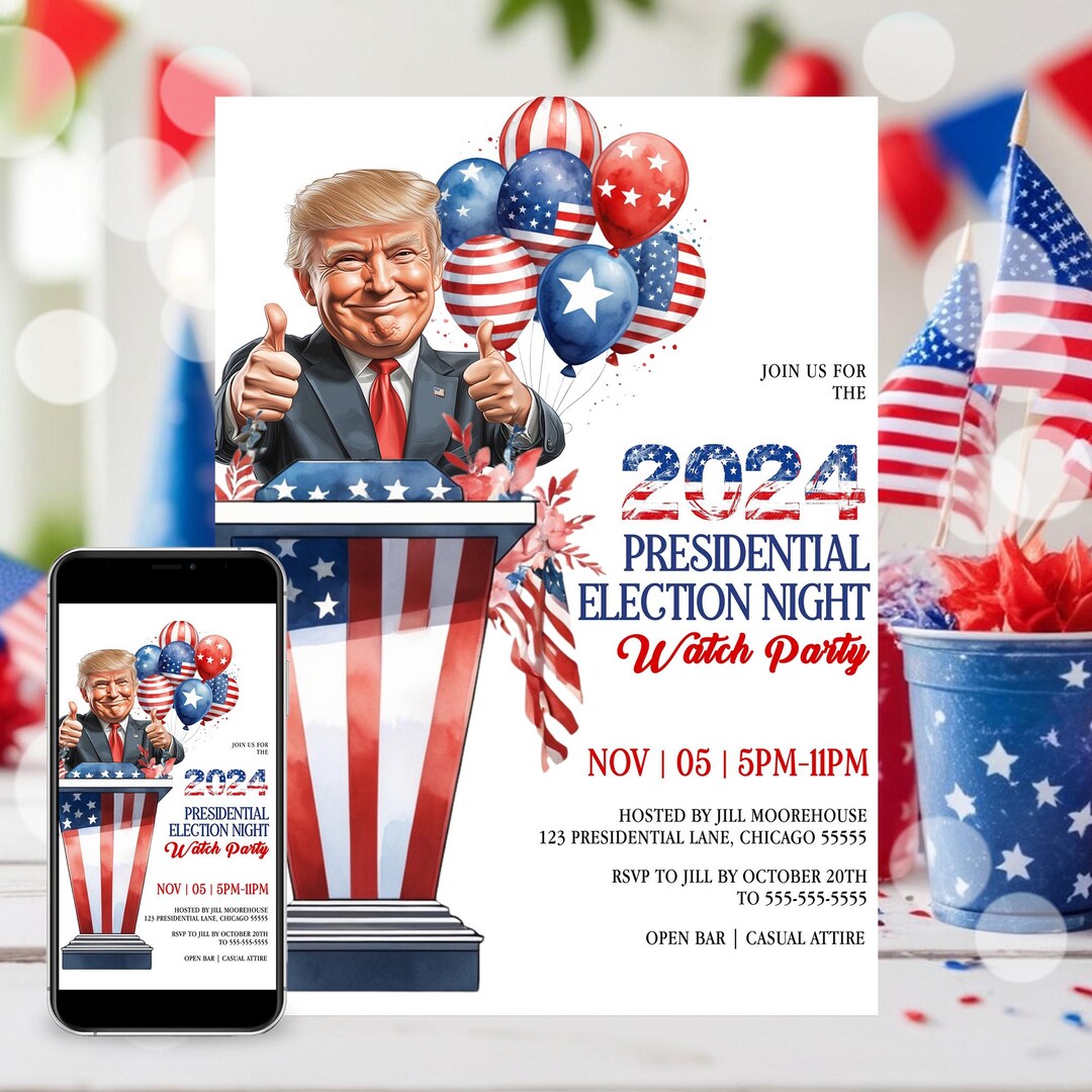 Election Night Watch Party Invitation Trump Presidential Election Watch ...