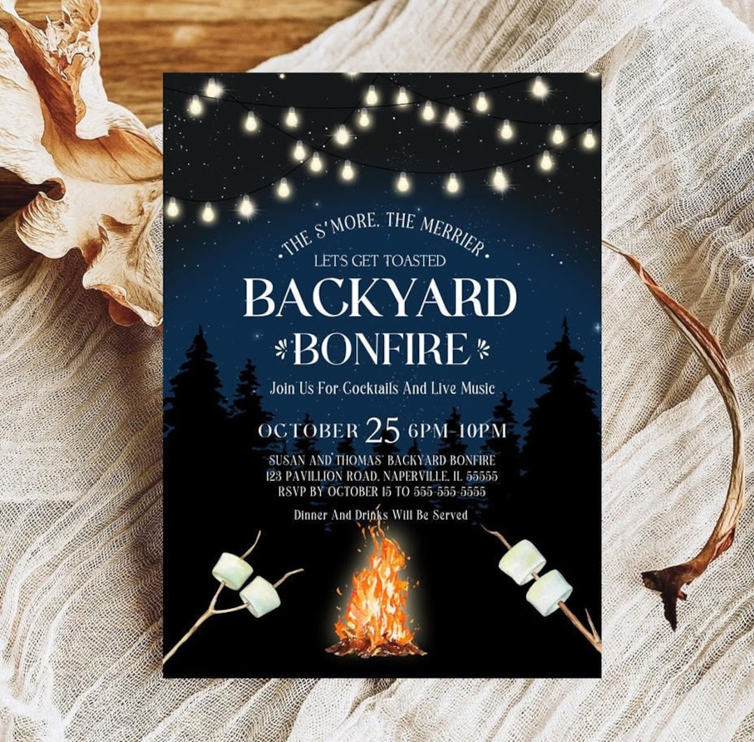 Editable Bonfire Party Invitation Template Bonfire Birthday Party ...