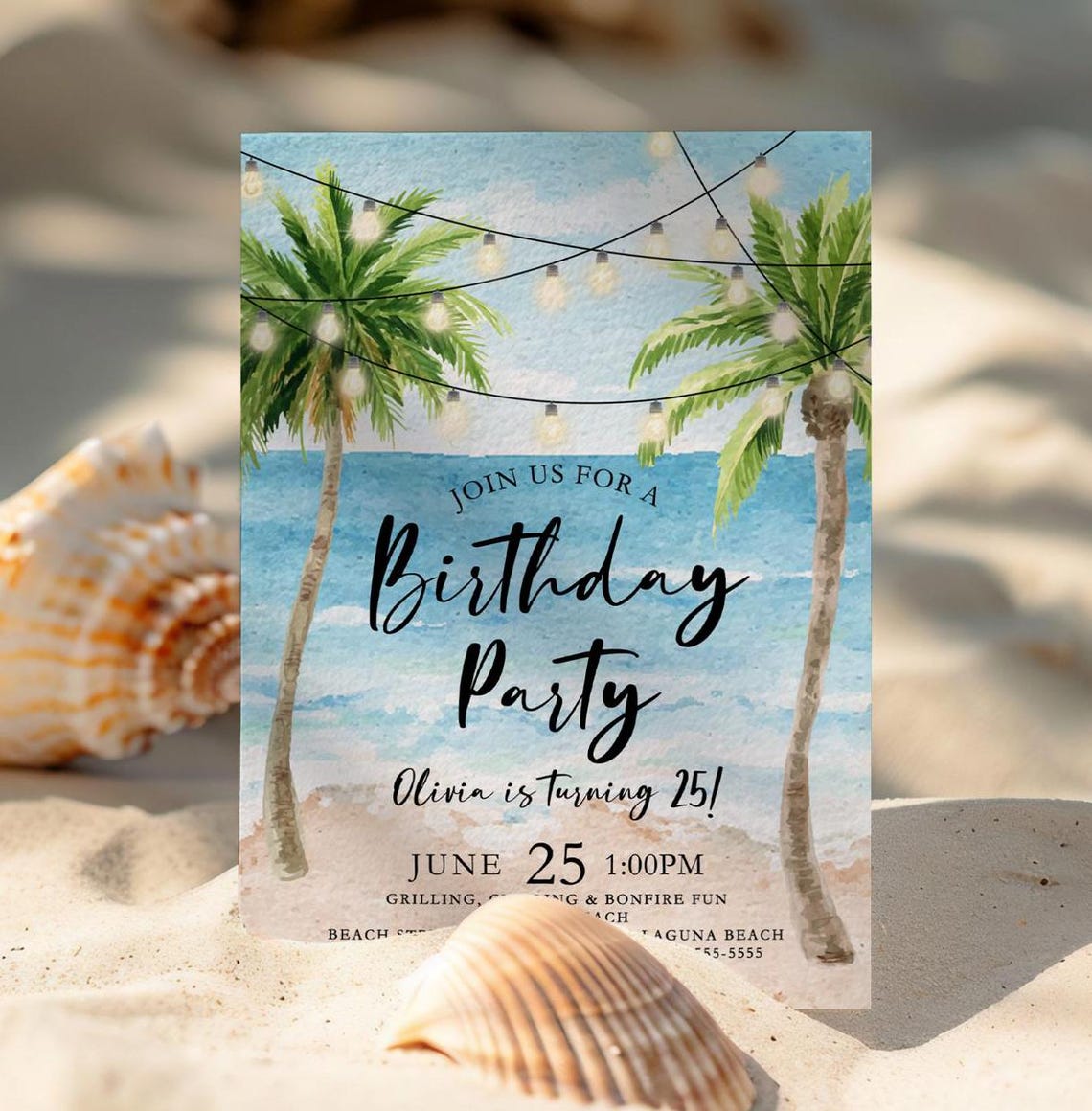 Birthday Beach Party Invitation Template Birthday Beach Invite ...