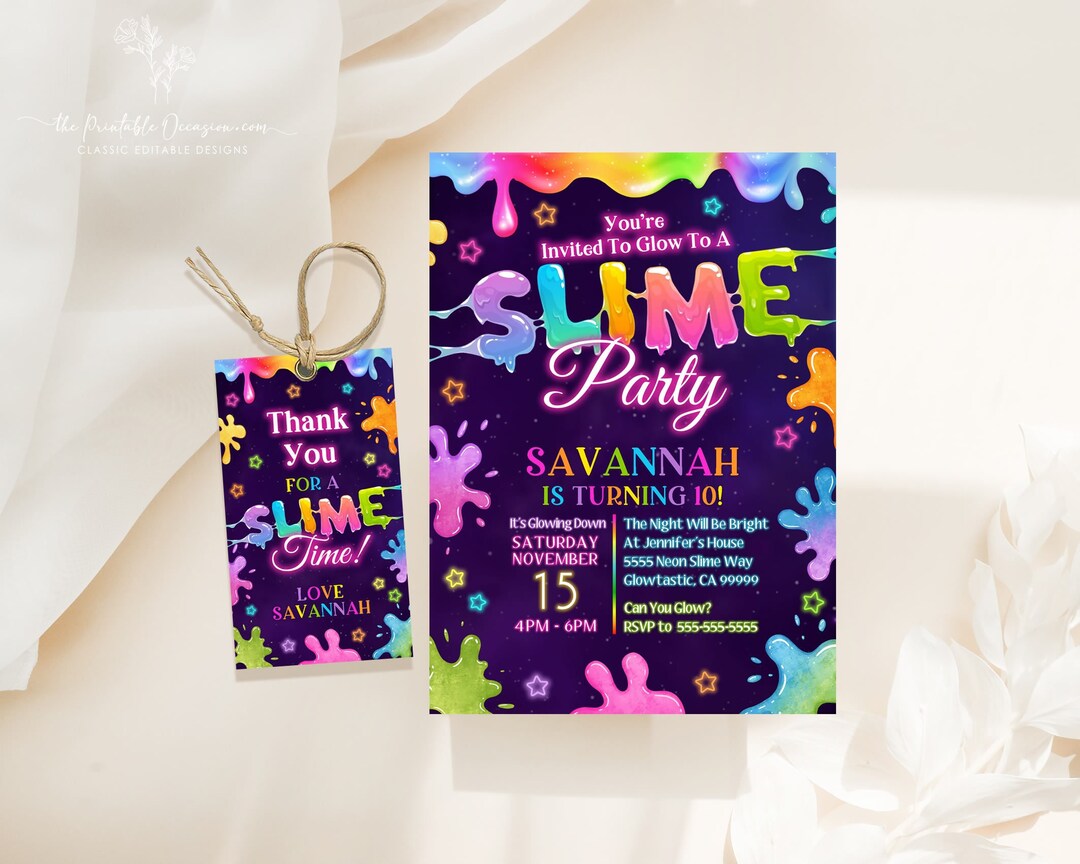 Slime Party Birthday Invitation Slime Invitation Slime Party - Etsy