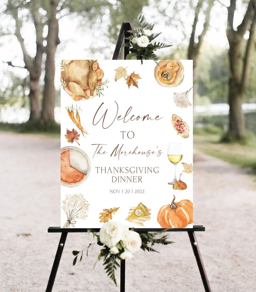 Editable Thanksgiving Welcome Sign Printable Pumpkin Custom Sign ...