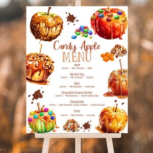 Editable Caramel Apple Bar Menu Sign Candy Apple Bar Sign Caramel Apple ...