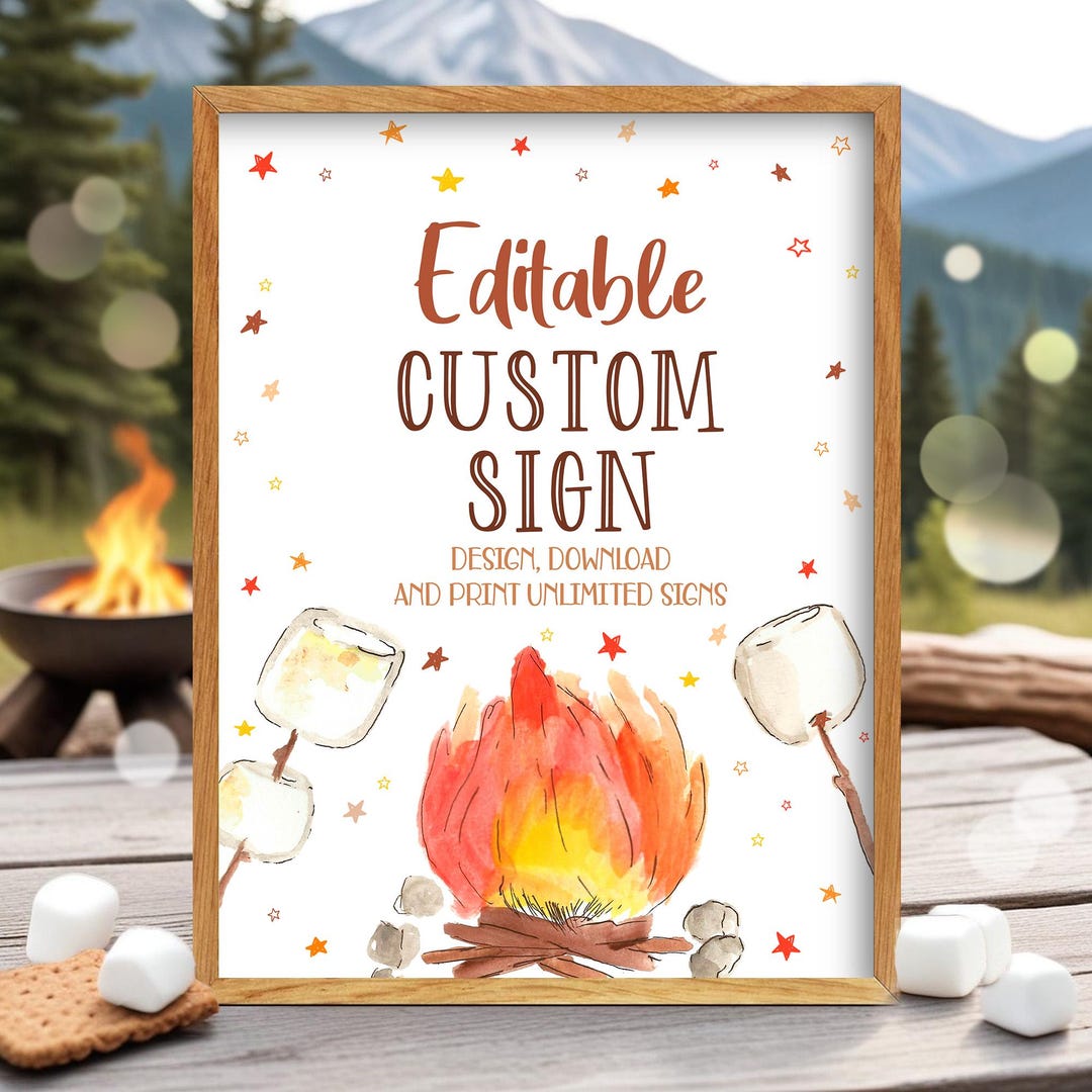 Editable Custom Smores Sign Template Printable Smores Birthday Party ...