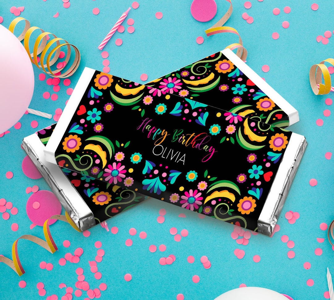 Editable Fiesta Candy Bar Wrapper Fiesta Birthday Mexican Floral ...