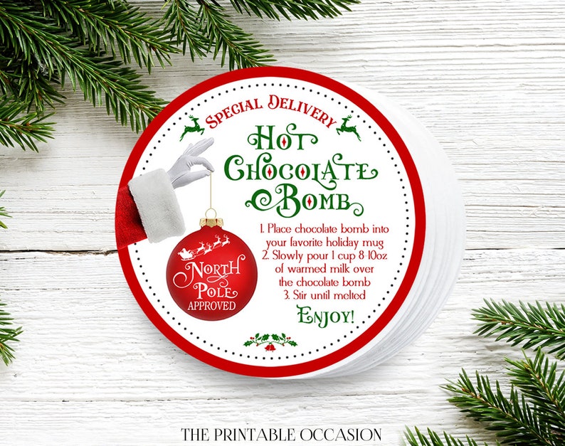 EDITABLE Christmas Hot Chocolate Bomb Tag Printable North - Etsy