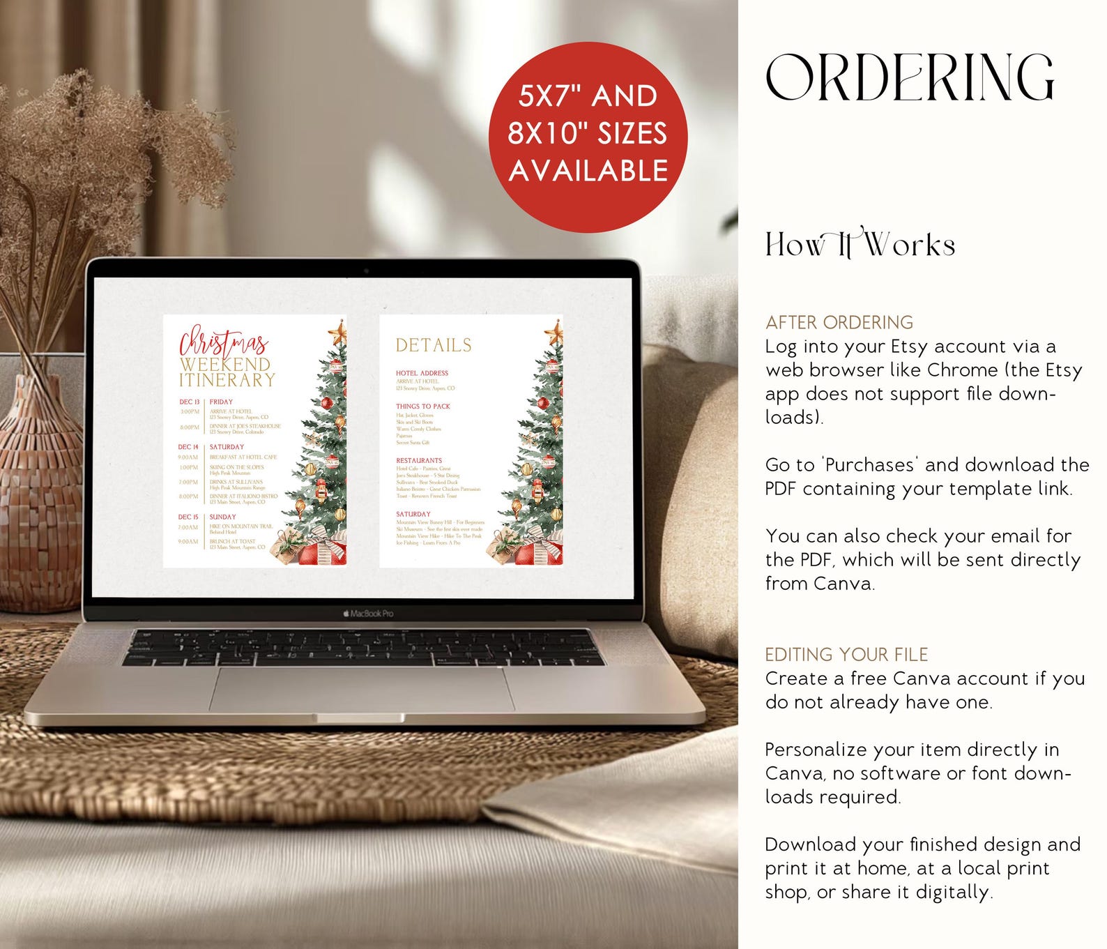 Christmas Itinerary Template Printable Holiday Itinerary Schedule ...