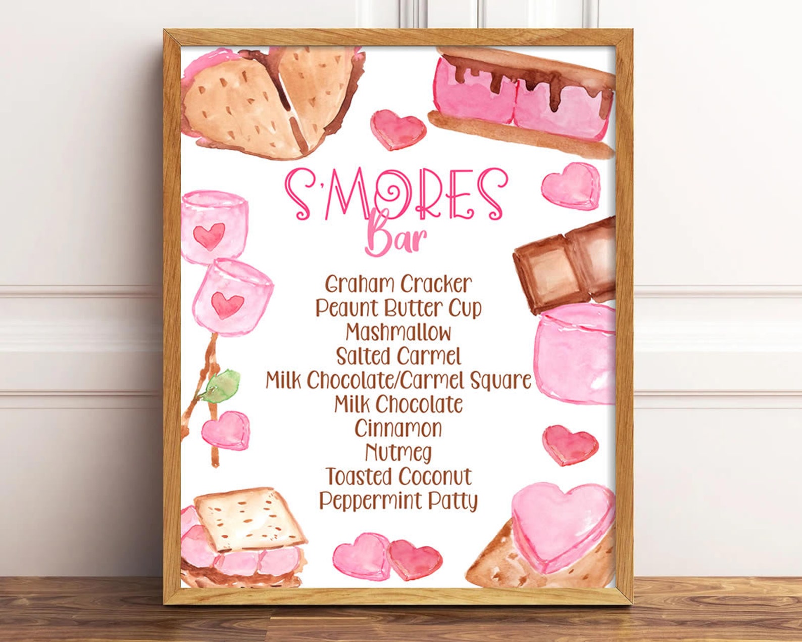 Girl's Pink Smores Bar Menu Sign Smores Bar Sign Smores Menu Sign S ...
