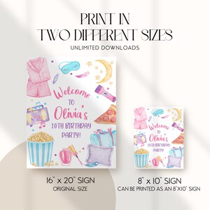 Editable Sleepover Birthday Welcome Sign Slumber Party Welcome Poster ...