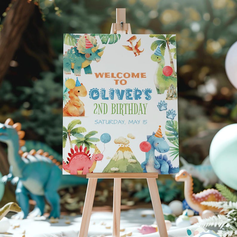 Editable Dinosaur Welcome Sign Template Dinosaur 1st Birthday Welcome ...